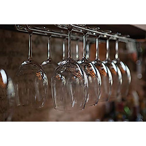 BelleVie Wall Mounted Glass Rack, Stainless Steel, L 12 1/2" x W 17 3/4" x H 2 1/8" x 1" channel spacing"