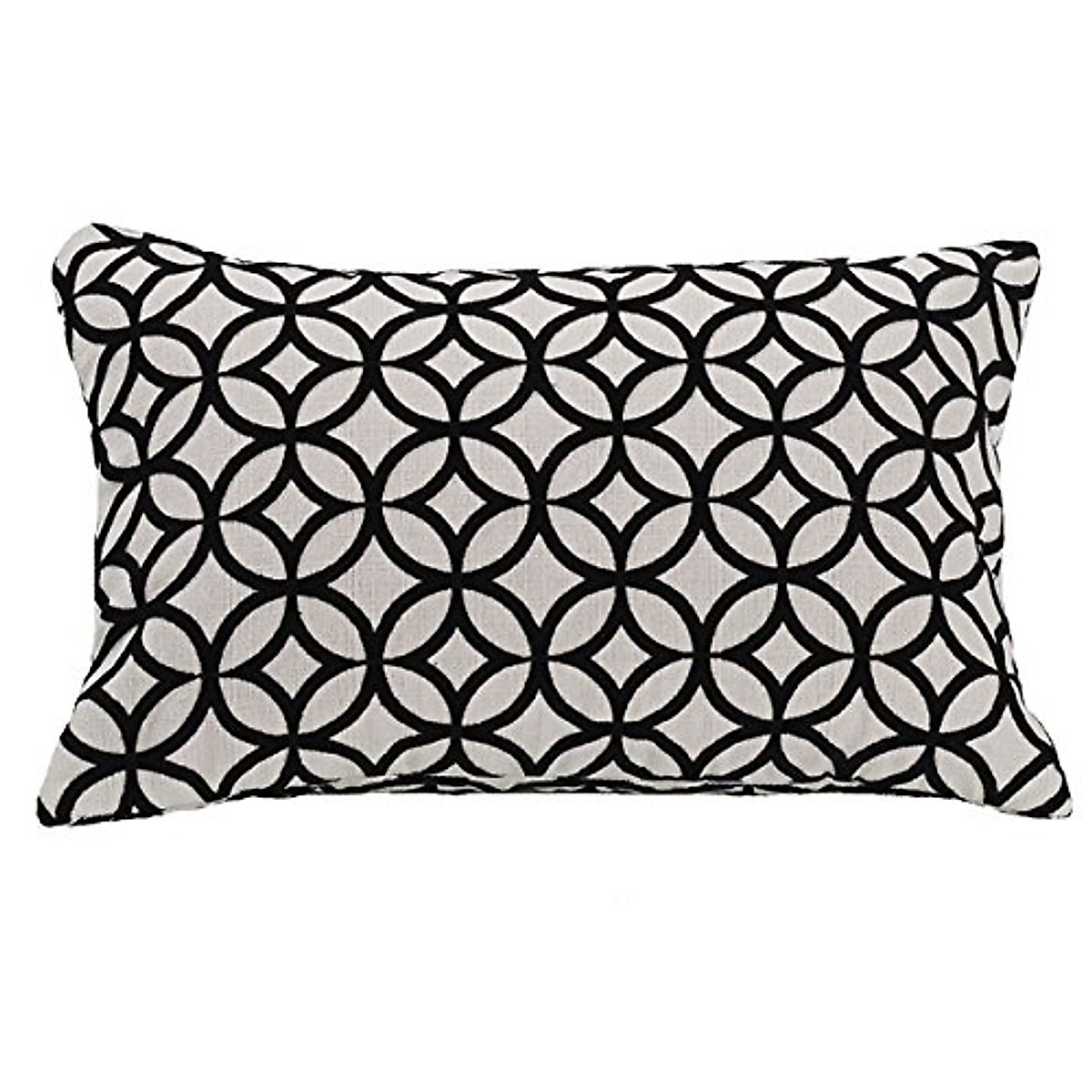 HiEnd Accents Augusta Cut Velvet Lumbar Pillow, 10x16 inch, Black and White Geometric Design Decorative Throw Accent Pillow