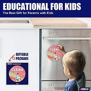 GEEKBEAR Clean Dirty Magnet for Dishwasher (05. Happy Flower) - Double Sided and Reversible Clean Dirty Sign Indicator - Flip Dishwasher Magnet with Bonus Adhesive Metal Plate - Kitchen Decor