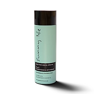 Sunny Isle Just for Wig, Weave, Braid, & Extensions 2N1 Conditioner and Detangler 8oz | For Synthetic & Natural Hair | Aloe Vera, Tea Tree, Borago Seed & Jamaican Black Castor Oils | Sulfate Free