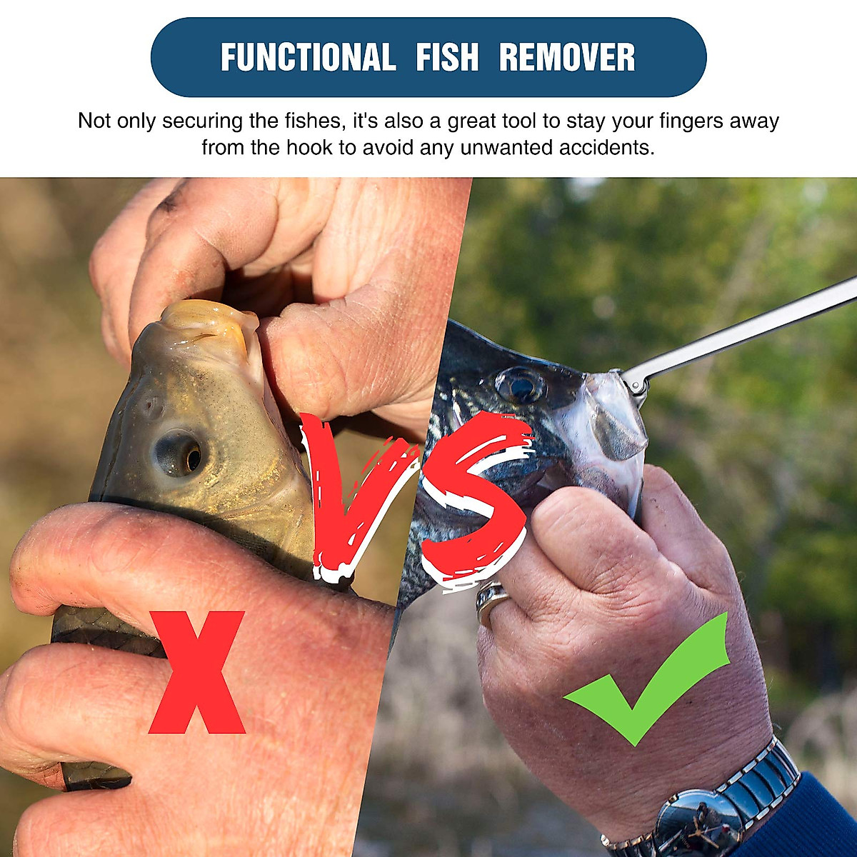 2 Pieces Stainless Steel Fish Hook Remover Fishing Extractor Freshwater and Saltwater Hooker Tool for Fishing, 11-1/2 inch