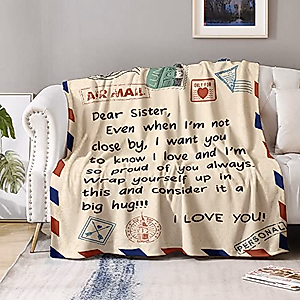 Sister Birthday Gifts from Sister, Sister Gifts Blanket for Sisters from Brother Throw Blanket to My Sister, Soft Bed Sofa Cozy Fleece Flannel Blanket Christmas Valentines Unique Gifts for Women Teen