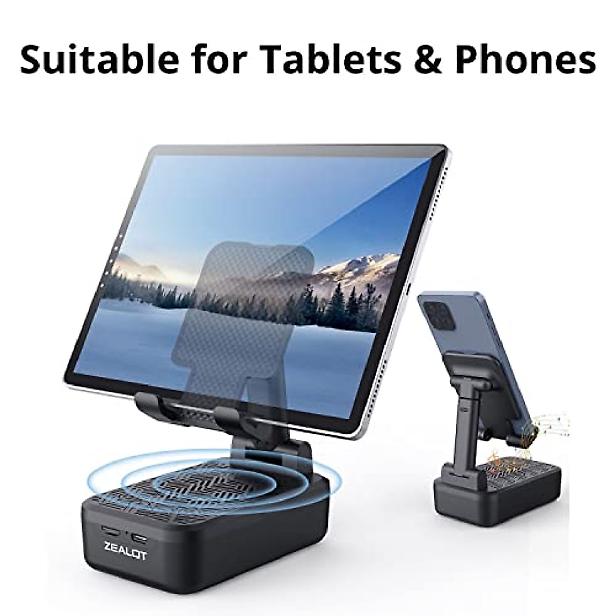 ZEALOT Bluetooth Speakers with Cell Phone Stand, Wireless Speaker,Outdoor,Portable Speaker with Phone Stand,Compatible with Phones&Tablets,HD Surround Sound,Anti-Slip Phone Holder Speaker for Gifts