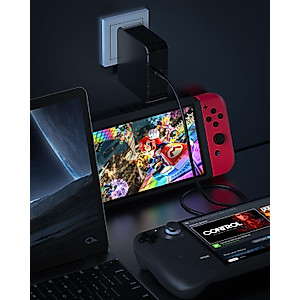 65W/45W PD Foldable Power Adapter, USB C Fast Charger for Steam Deck/Nintendo Switch/Steam Deck TV Dock Console/Switch/Lite/Phone/Tablet/Laptop