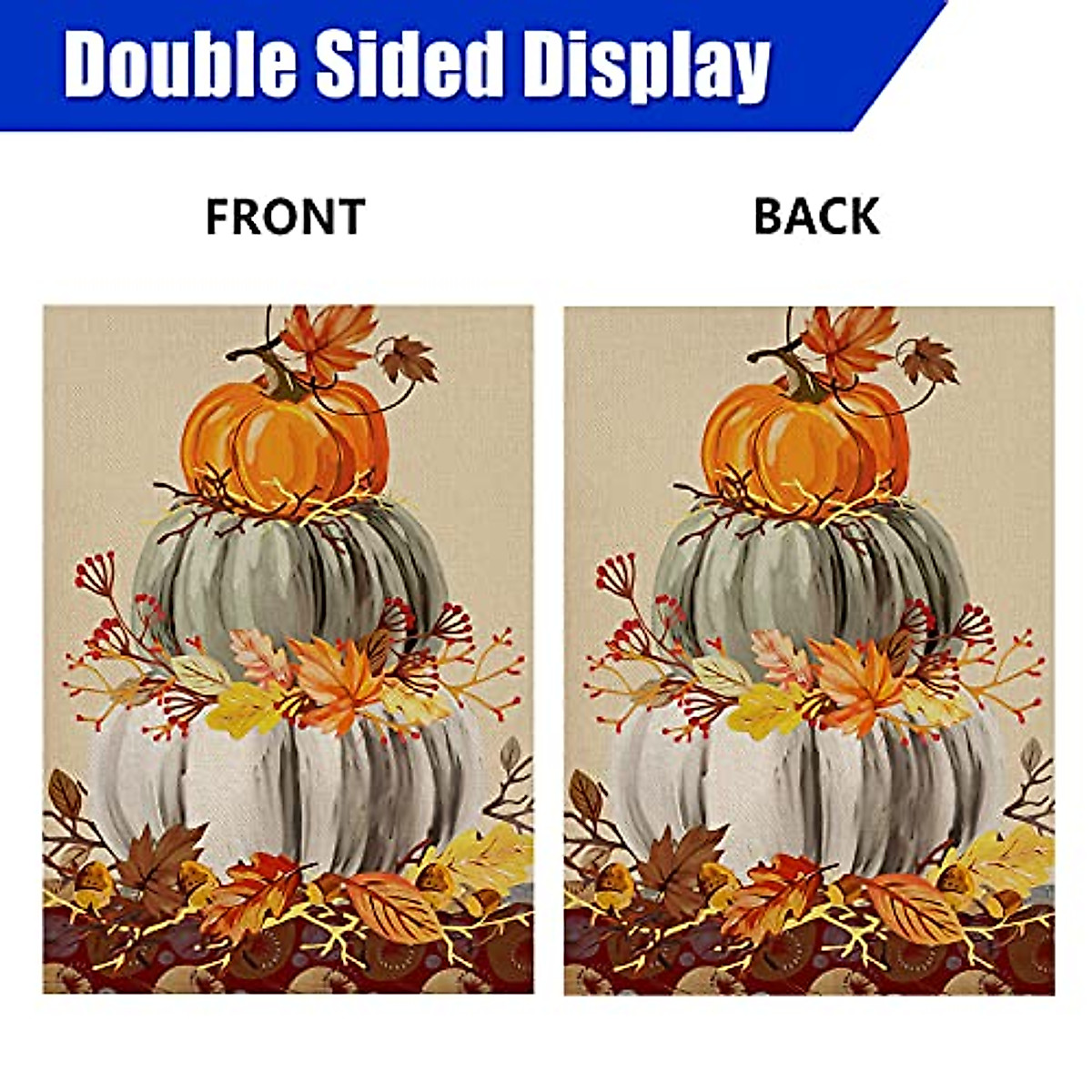 Covido Happy Fall Garden Flag Home Decorative Pumpkin Patch Maple Leaves House Yard Outside Small Flag, Welcome Autumn Outdoor Harvest Decoration Farmhouse Thanksgiving Decor Flag Double Sided 12 x 18