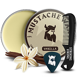 Striking Viking Vanilla Beard Oil (Large 2 oz.) with Mustache Wax and Comb (Vanilla Scent)