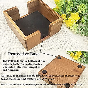 Natural Wooden Coasters Holder ，Minimalist Holder-for Square or Round Coaster with Paded Base , Coaster Holder Without Coaster , Hold Coasters of Upto 4" in Size