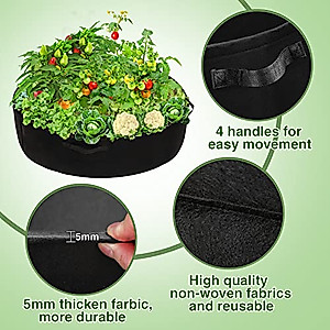 100 Gallon Large Round Grow Bag, Rusable Fabric Raised Garden Bed with 4 Handles, Thicken Breathable Non-Woven Fabric Planter Pot, Round Plant Container for Planting Vegetable Flowers Herbs (Black)