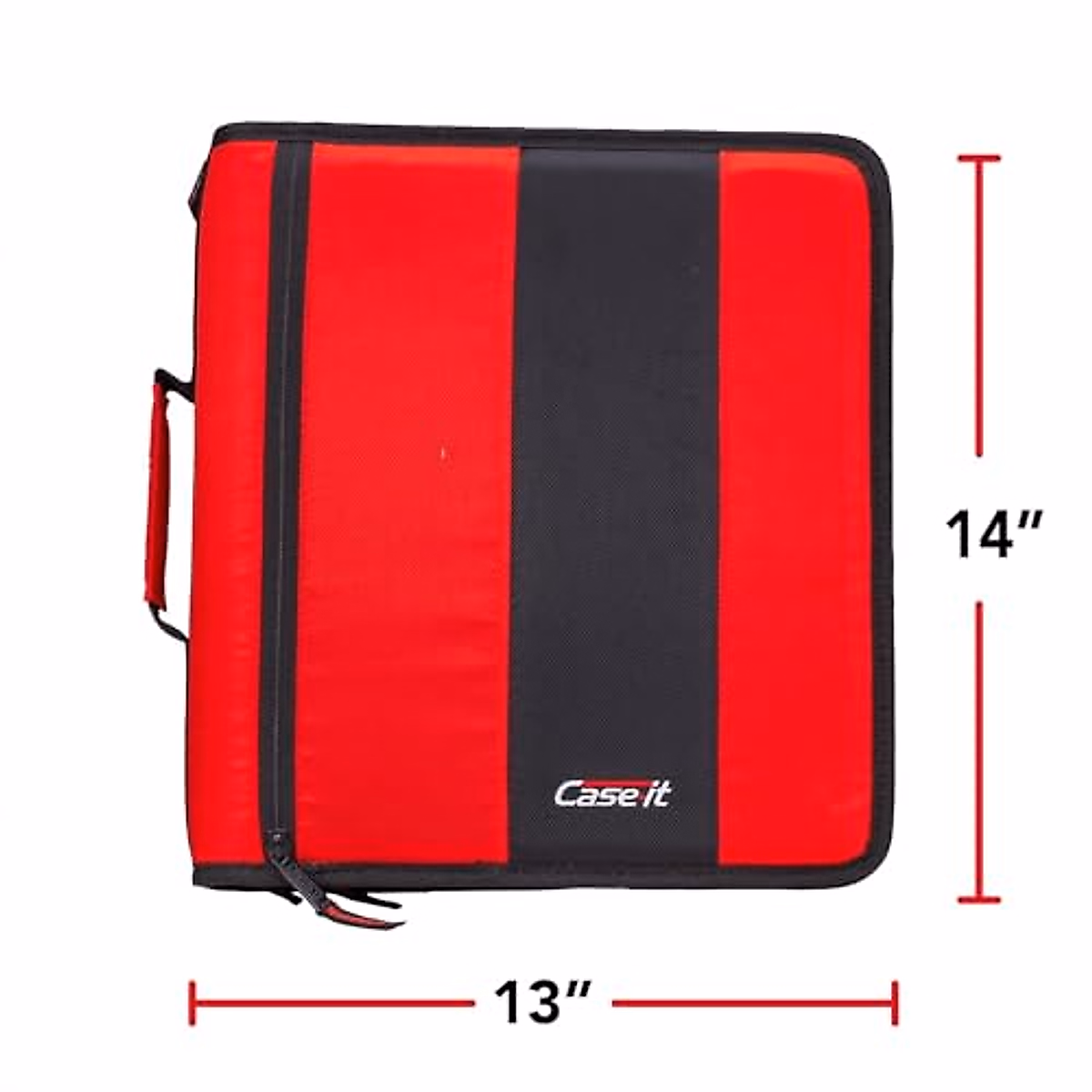 Case-It The Classic Zipper Binder - 2 Inch O-Rings - Multiple Pockets - 350 Sheet Capacity - Comes with Shoulder Strap - Fire Engine Red D-251 (6 Pack)