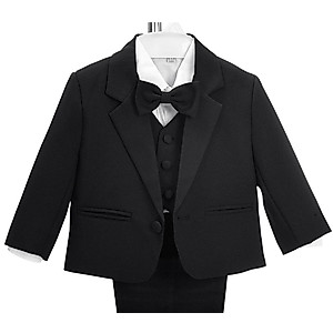 Dressy Daisy Baby Boy' 5 Pcs Set Formal Tuxedo Suits No Tail Wedding Christening Outfits Size 18 Months Black, 057