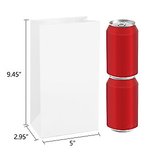 BagDream Paper Lunch Bags 4lb 50Pcs Snack Bags, Craft Bags, Bread Bags, White Sack Lunch Bags Bulk 5x2.95x9.45 Inches Paper Bags