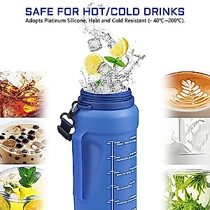Nefeeko Collapsible Water Bottles, 1.5L Reusable Collapsible Water Bottle for Travel Leakproof, BPA Free Foldable Silicone Water Bottles with Straw for Traveling Sport Gym Camping Hiking