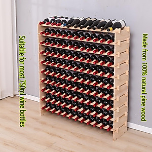 Wooden Stackable Storage Modular countertop Wine Rack Cabinet-Freestanding for Floor Wine Display Stand Holder (24 Bottles)