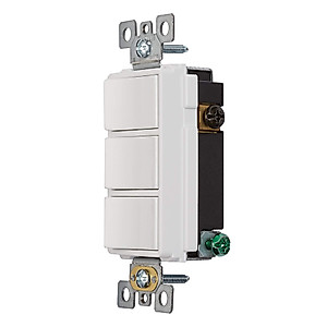 Broan-NuTone P3RW Three-Rocker Switch for Bathroom Exhaust Fan, White Wall Control Knob