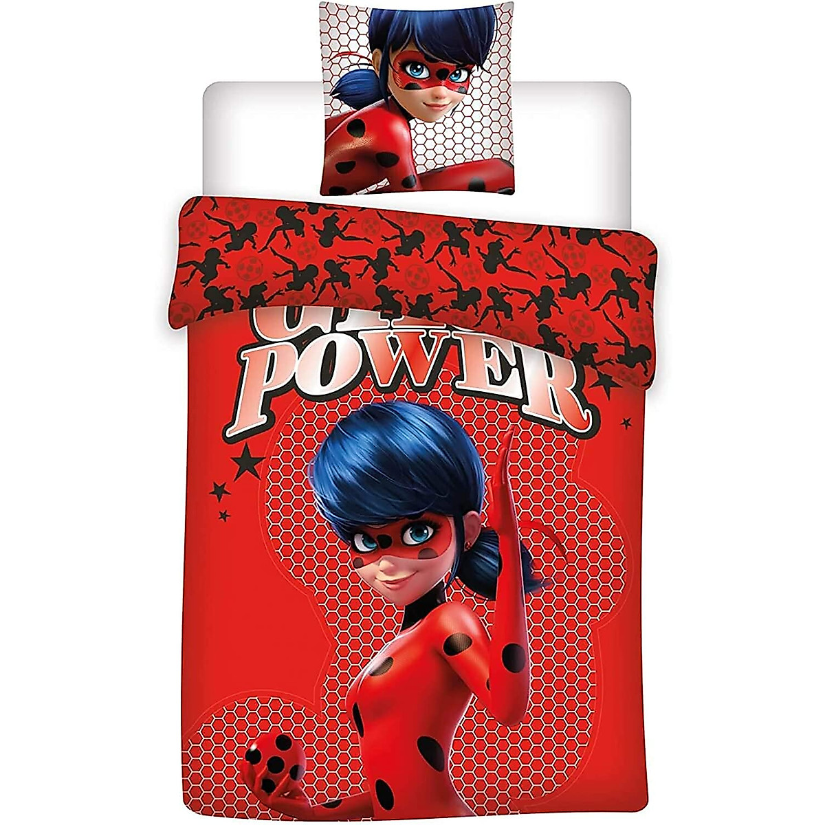 Miraculous Ladybug 'Girl Power' Duvet Cover and Pillow Case Single (U.S Twin), Red