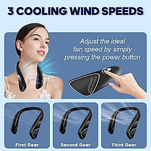 Kakashi Portable Neck Fan, 6000mAh Rechargeable Bladeless Operated Wearable Personal Fan with 3 Speeds, 360°Cooling Leafless Adjustable Neck Fan Blow Cold Air for Travel Outdoor