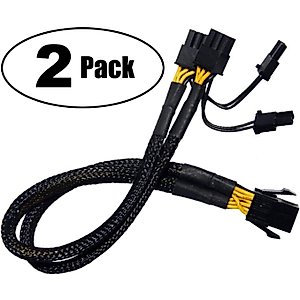 TeamProfitcom PCI-e 6 Pin to Dual PCIe 8 Pin (6+2) Graphics Card PCI Express Power Adapter GPU VGA Y-Splitter Extension Cable Mining Video Card Sleeved Power Cable 9 inches (2 Pack)