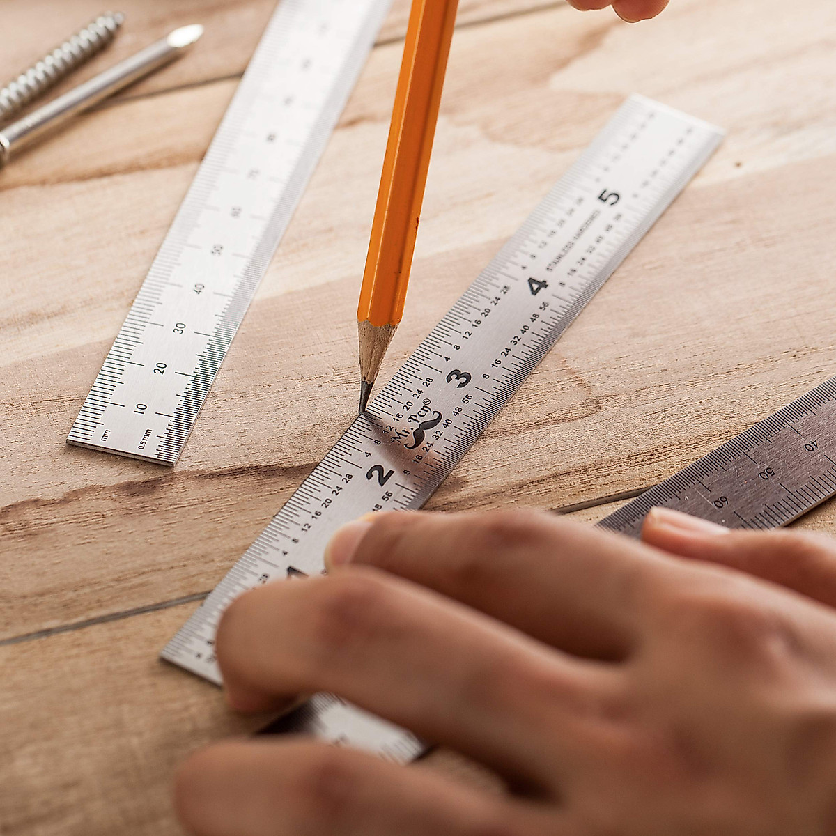 Mr. Pen- Machinist Ruler, Ruler 6 inch, 3 Pack, mm Ruler, Metric Ruler, Millimeter Ruler, (1/64, 1/32, mm and .5 mm), Metal Ruler 6 inch, Precision Ruler, 6 inch Ruler, Stainless Steel Ruler, Rulers