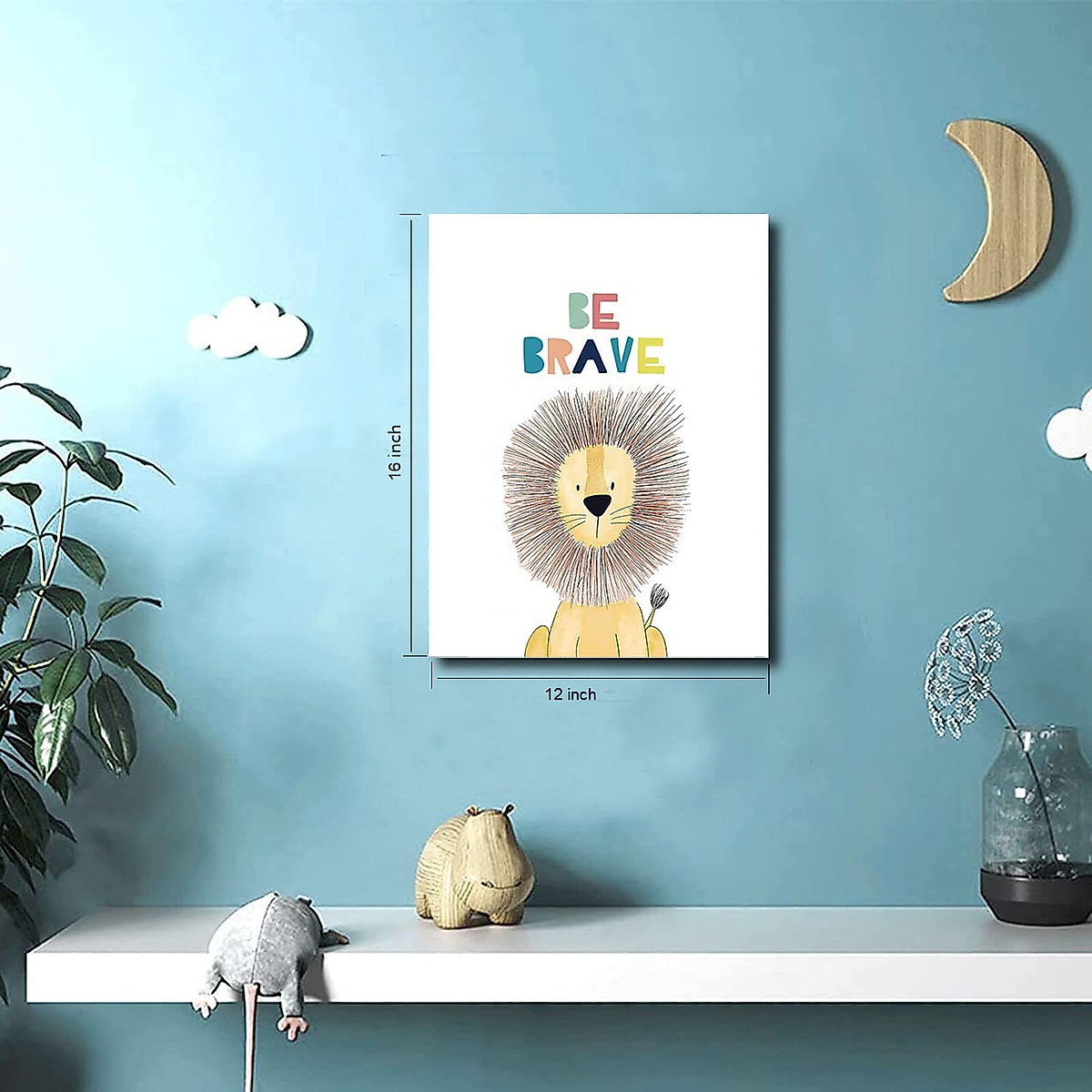 YHAOU Baby Nursery Wall Art Cute Cartoon Animal Pictures Canvas Prints Inspirational Quote for Kids Room Bedroom Decor Adorable Pictures Ready to Hang, 12 x 16 Inch