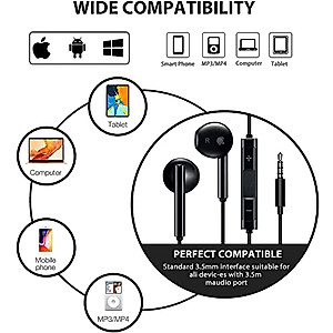 iPhone Wired Earbuds【2 Pack】 3.5mm iPhone Wired Headphones Noise Isolating Earphones Volume Control Built-in Microphone in-Ear Headset Compatible with iPhone 6s/6 Plus/SE/Samsung/Android /MP3/MP4