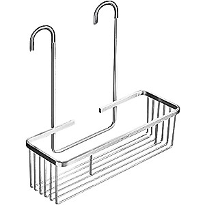 Tbkoly Hanging Basket Bathroom Shelf Storage Rack Shelves,Hanging Shower Caddy Stainless Steel Punch-Free Shower Room Shower (Color:Silver,Size:One Size)