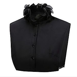 Elegtiskas Fake Collar Detachable Dickey Collar Half Shirt Blouse Collar Faux False Collar for Women Black
