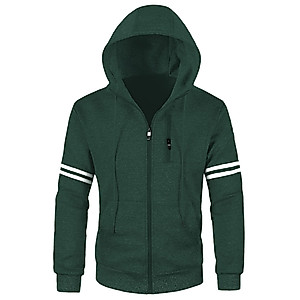 Chrisuno Men's Essentials Basic Soft Fleece Full-Zip Hoodie Lightweight Jersey Full-Zip Novelty Sweatshirt Army Green XL