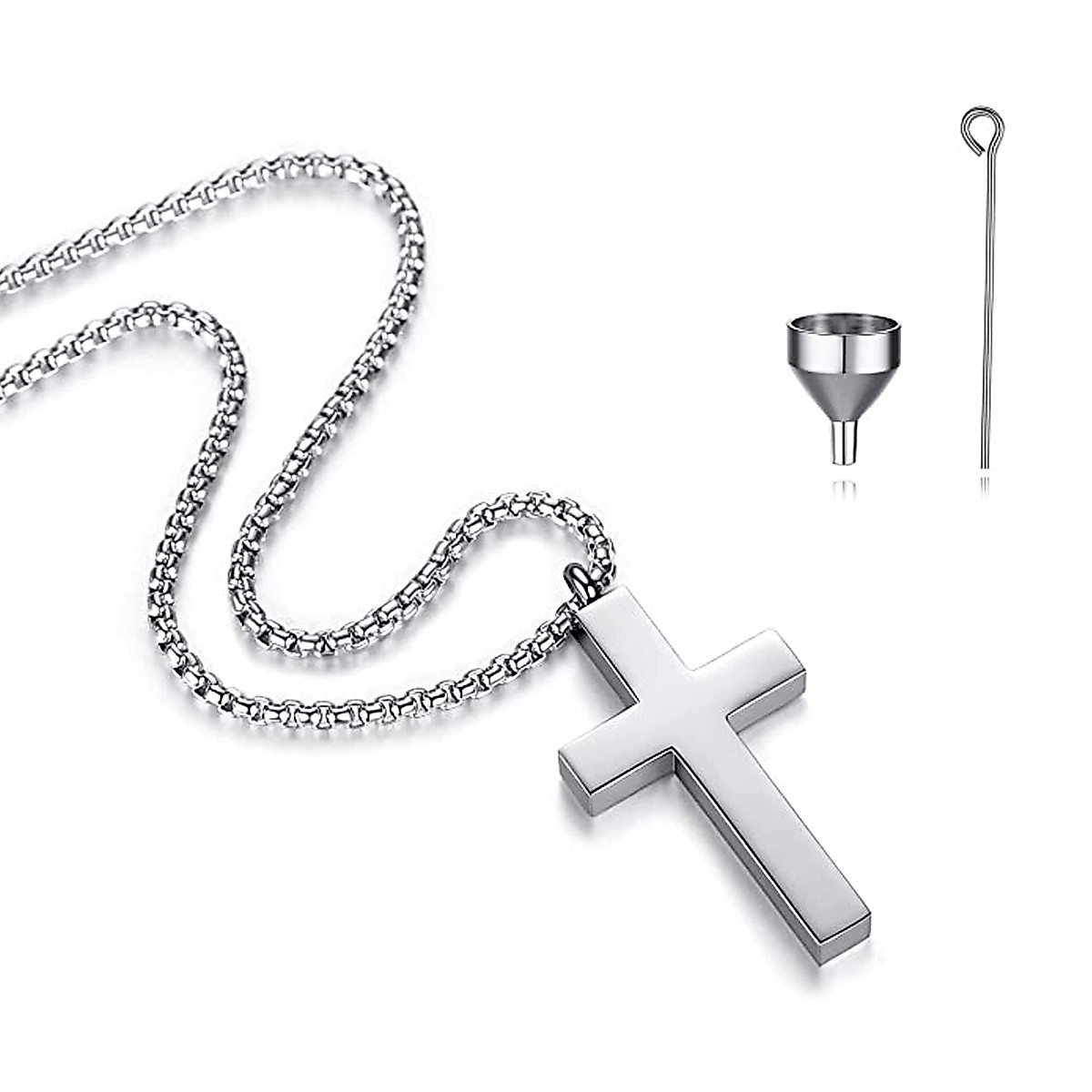 Personalized Custom Engraved CREMATION CROSS URN Necklace Ashes Jewelry Urns Waterproof Pendant Stainless Steel Memorial Ashes Keepsake-B&S