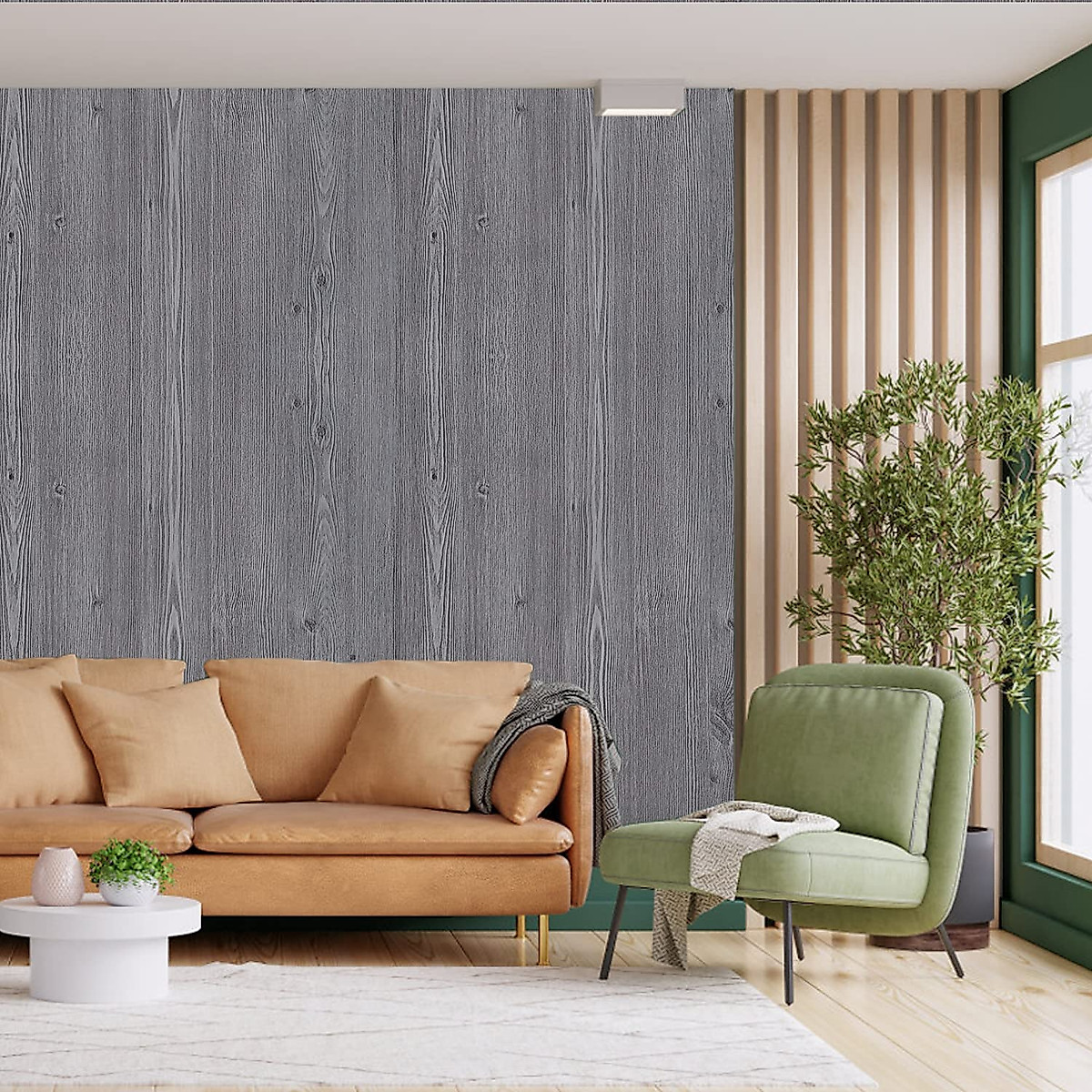 LiKiLiKi Wood Contact Paper Wood Wallpaper Light Gray Wood Grain Contact Paper Grey Peel and Stick Wallpaper Self-Adhesive Removable Wall Paper for Cabinets and Drawers Countertops Vinyl 15.7"x118"
