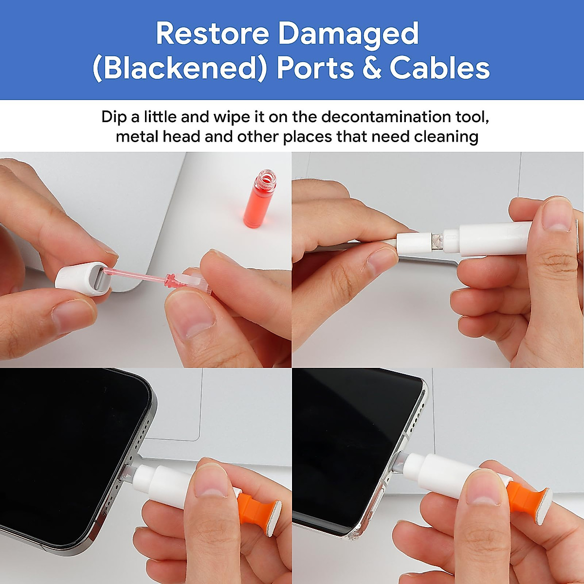 12 in 1 iPhone Cleaning Kit, Airpods Cleaning Kit, iPad/Phone Charging Port Cleaner Repair & Restore Tool,Multi Cleaner Tool Kit for USB C Port/Lightning Cables, Fix Unreliable Charging,White