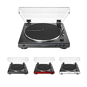 Audio-Technica AT-LP60XBT Fully Automatic Bluetooth Belt-Drive Stereo Turntable with Dust Cover, Die-cast Aluminum Platter Bundle with 3-Inch Powered Bluetooth Studio 20W Monitors Pair (2 Items)