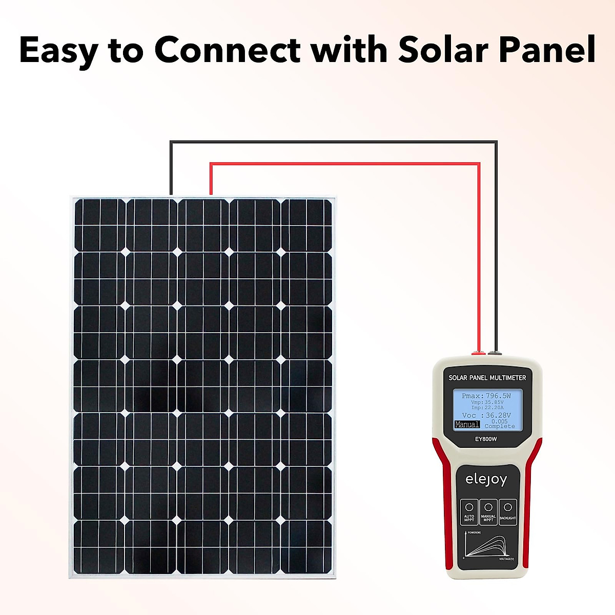 ELEJOY Solar Panel Multimeter Digital- Measure MPPT Power Output Rating, Open Circuit Voltage Smart Tester