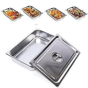 4 Pcs Pans Full Size, 4 Inch Deep Stainless Steel Steam Pan with Lid, Hotel Pans Steam Table Pan Buffet Pans Stainless Steel Food Warmer with Lids, Food Tray with Cover Food Pan Catering Supplies