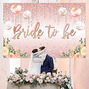 Bride to Be Backdrop Banner Decor Pink Rose Gold - Bride Shower Wedding Party Theme Decorations for Engagement Women Men Supplies