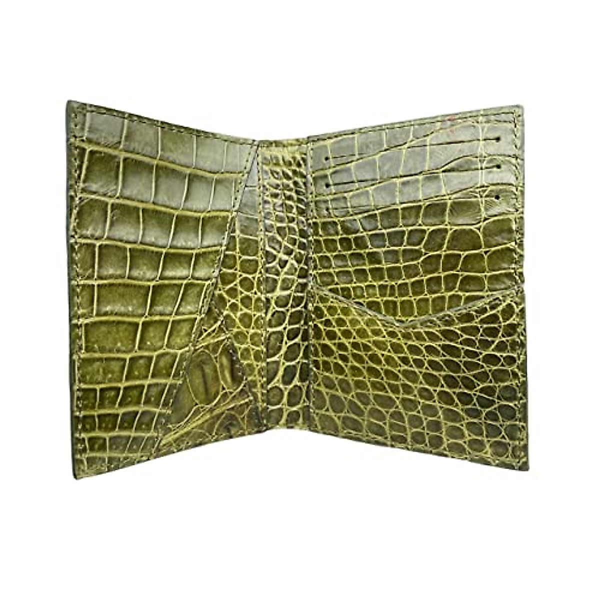 Double side Moss Green Crocodile Alligator leather skin Credit Cardholder, leather credit cardcase, leather creditcard cover