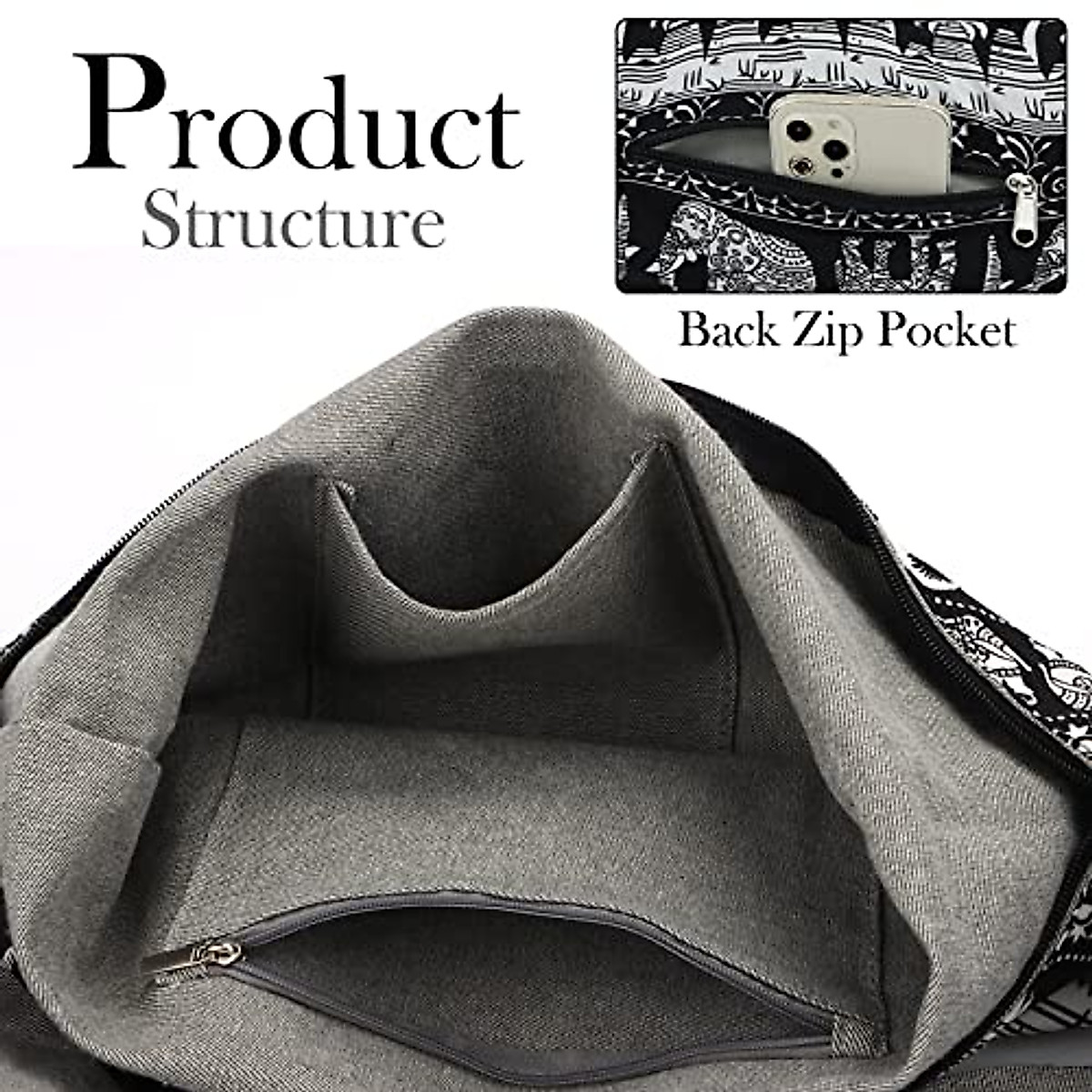 Fecialy Bohemian Shoulder Bag Printed Hippie Hobo Sling Bags Canvas Crossbody Bag for Women