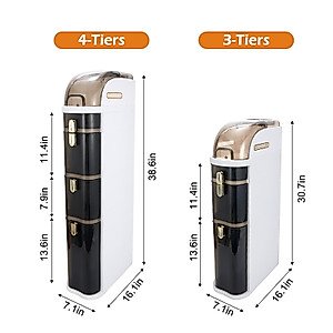 JFDSA Slim Bathroom Storage Cabinet, Waterproof Narrow Bathroom Storage, Floor Cabinet with Wheels and Toilet Paper Racks for Small Spaces, Living Room,Bathroom, Bedroom (3-Tiers)