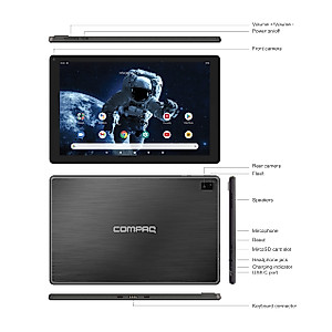 COMPAQ 10" 2 in 1 Android 11 Tablet 64GB Storage, 4GB RAM (Rose Gold)