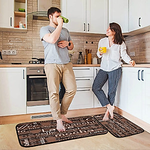 Coffee Latte Mocha Cafe Kitchen Mats Kitchen Rugs Runner Laundry Rug Non Slip Floor Door Mats Soft Doormats Carpet Home Decor Set of 2