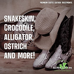 Griffin Western Exotic Leather Conditioner (8 oz.) - Non-Toxic Formula for Cowboy Boots, Snakeskin, Alligator, Crocodile, Leather Apparel and More! - Made in The USA Brown