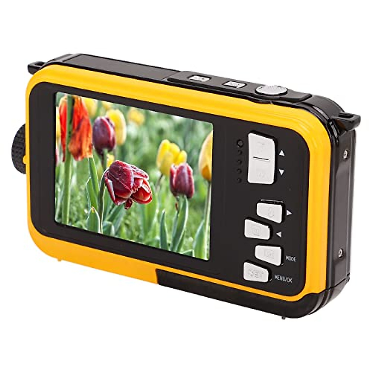Tefola Waterproof Digital Camera, Full HD 2.7K 48MP 10ft Waterproof Underwater Digital Camera 16X Digital Zoom Front Rear Double Screens Waterproof Digital Camera(Yellow)