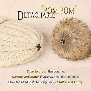 FURTALK Winter Beanie Hat for Women Warm Thick Cotton Lining Knit Bobble Skull Cap Fur Pom Pom Hats for Women