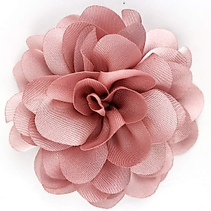 Worlds Dusty Pink Chiffon Ruffled Fabric Flower for DIY Handmade Decorative, Hair Clip,Scrapbooking and More Decoration 10PC (2-3/8" Inch)