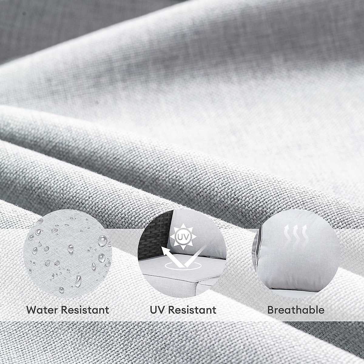 ovios Patio Cushion Covers, Waterproof Cushion Cover for Outdoor Furniture, Sofa, Couch, Ottoman Seat Back Cushion Cover with Zipper (8 Covers, Grey)