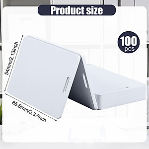 100 Pcs White PVC Cards with Slot Punch on Short Side Vertical Slot Punch Card Blank Credit Cards Plastic Photo ID Card Graphic Quality PVC Cards for Business Office, Standard CR80 30Mil Size