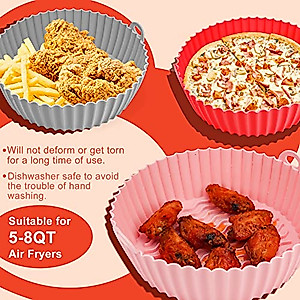 Air Fryer Silicone Liners Reusable: Ctizne 3Pcs 7.5In Silicone Pot for Air Fryer Basket, Replacement of Disposable Parchment, Airfryer Accessories for 5Qt 6Qt 7Qt Ninja Air Fryer