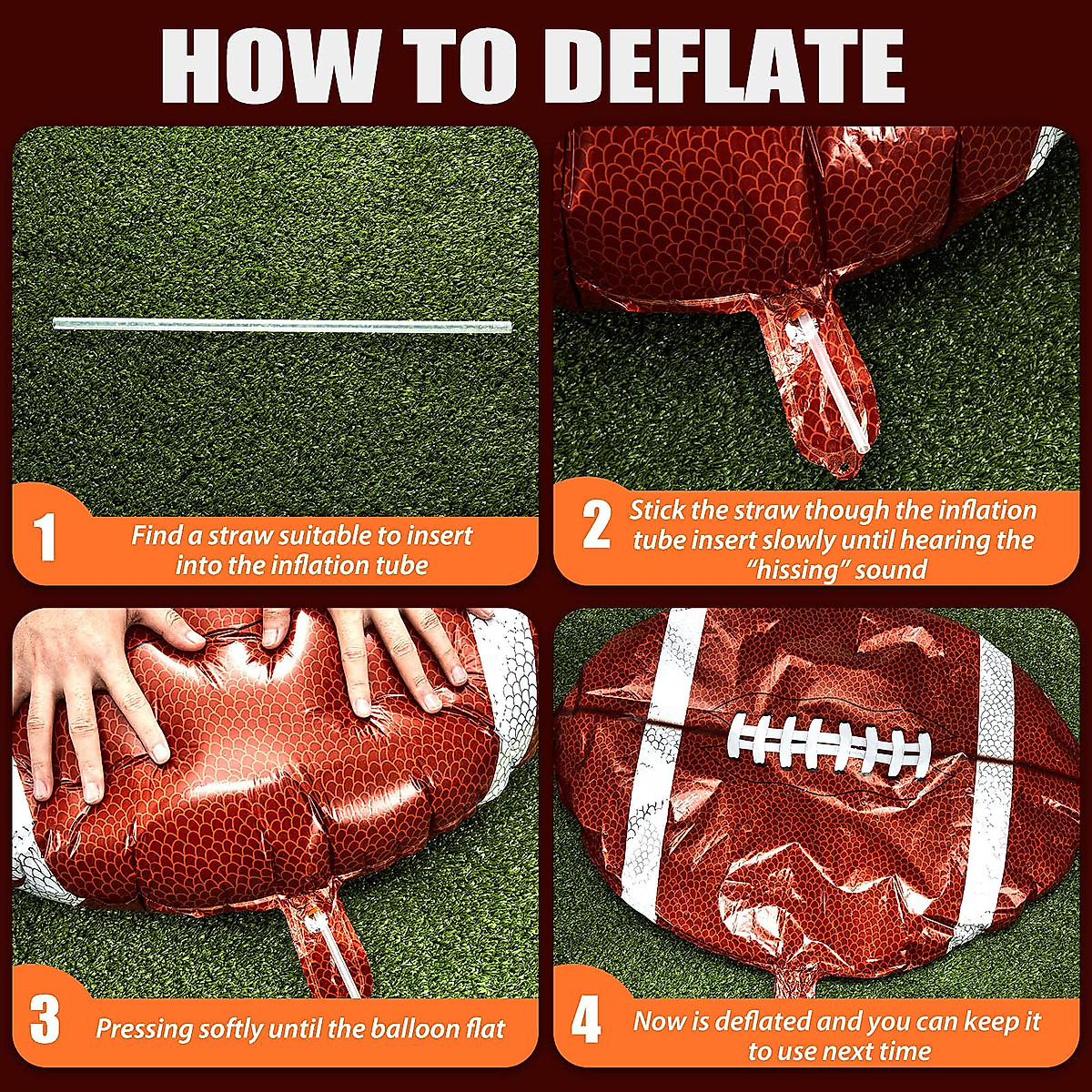 8 Pieces Football Theme Party Disposable Football Tablecloth Plastic Football Banner Football Foil Balloons Set, Football Party Balloons for Birthday Sport Football Themed Party Decoration Supplies