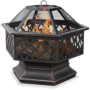 Endless Summer,WAD1377SP, Hex Shaped Outdoor Fire Bowl with Lattice, Oil Rubbed Bronze