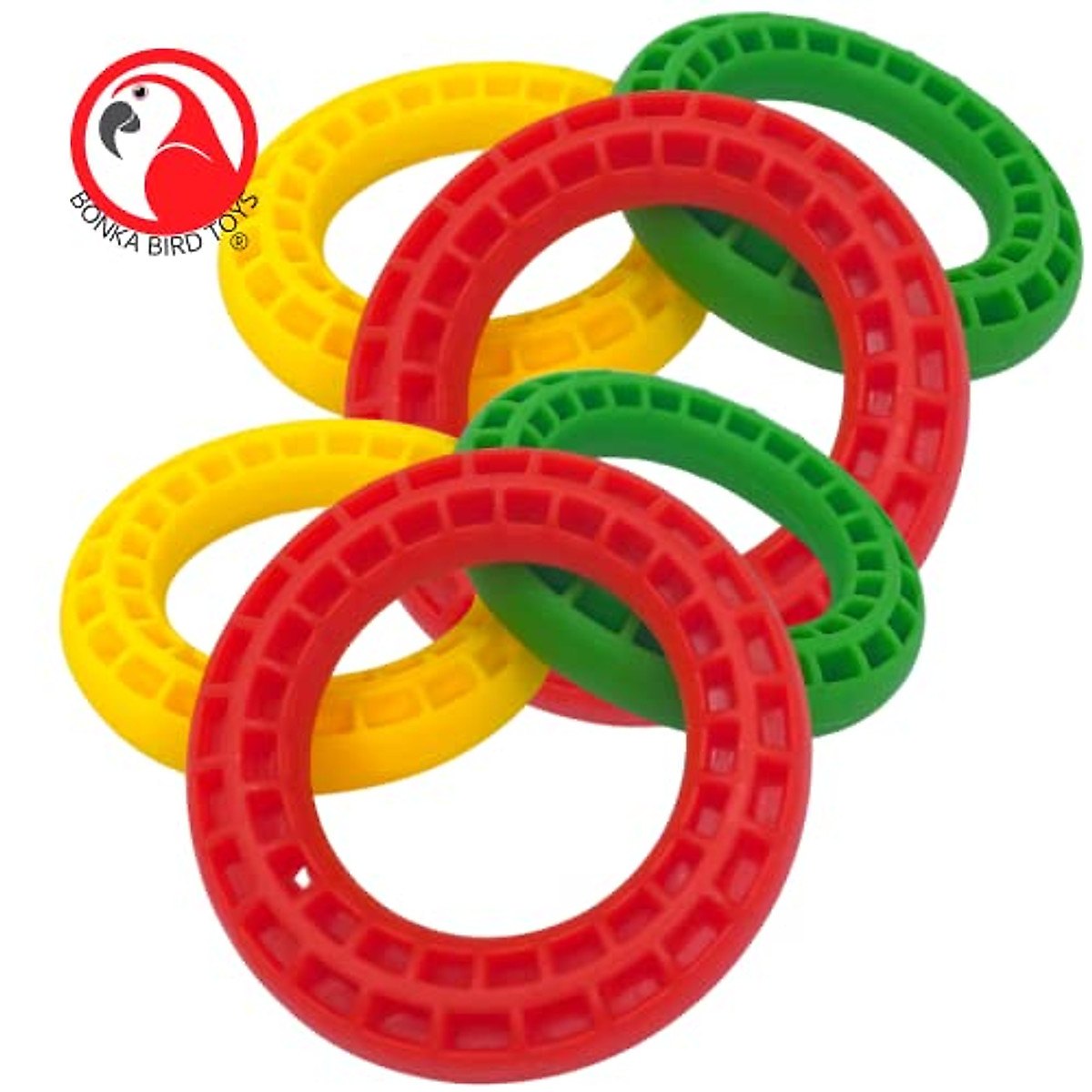 Bonka Bird Toys 3623 Pack 6 Strong Rings Foot Talon Craft Part Bird Toys Round Plastic Loop Colored Roll Circle Healthy Activities Groom