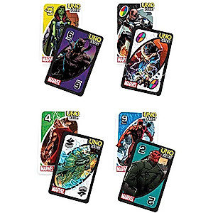 Mattel Games UNO FLIP Marvel Card Game with 112 Cards, Gift for Kid, Family & Adult Game Night for Players 7 Years & Older